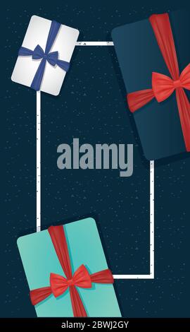 gifts with bowties design, Box present holiday christmas shopping ...