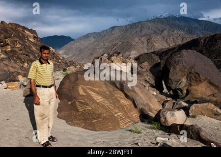 Ancient rock engravings, Indus valley, Chilas, Gilgit-Baltistan ...
