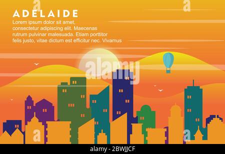 Adelaide Australia city skyline silhouette. Vector illustration Stock ...