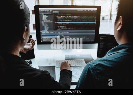 Professional development programmer cooperating meeting programming website working a software ...