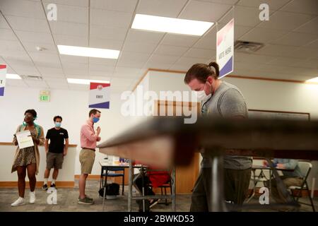Bloomington, United States. 01st June, 2020. Voters cast their votes ...