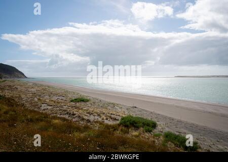 Aotea Harbour mouth, near Kawhia, North Island, New Zealand Stock Photo ...