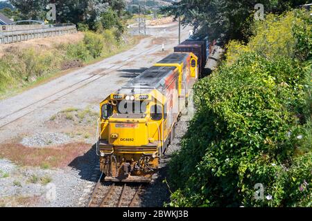 Heavy goods train passing through Lewisham Station Stock Photo - Alamy