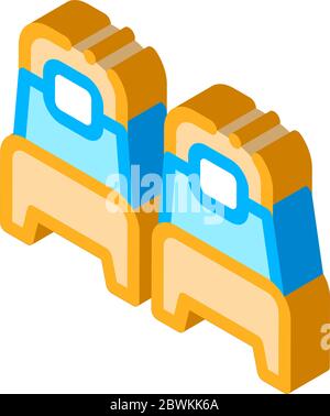 Two Single Place Beds isometric icon vector illustration Stock Vector ...