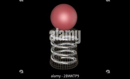 Coiled spring with ball on top . 3d rendering illustration Stock Photo ...
