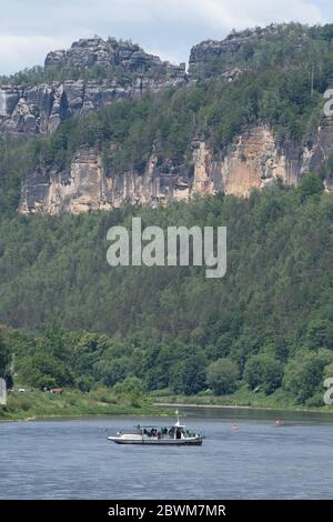 Elbe ferry in Schmilka Stock Photo - Alamy