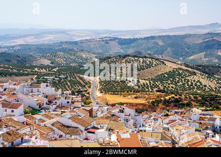 Olvera, Spain. Aerial view of old touristic town Olvera, Spain ...