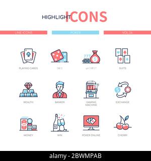 online gambling line icon, outline symbol, vector illustration, concept ...