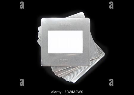 Silver Agfa slide frame isolated on a white background Stock Photo - Alamy