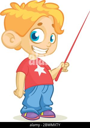 Illustration of a Kid Boy Standing and Presenting Something to His ...