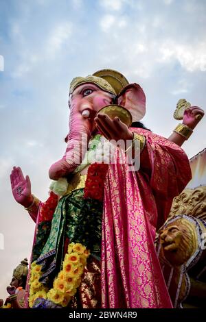 Sculptures of Hindu gods on parade float Stock Photo - Alamy