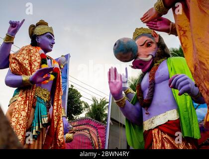 Sculptures of Hindu gods on parade float Stock Photo - Alamy