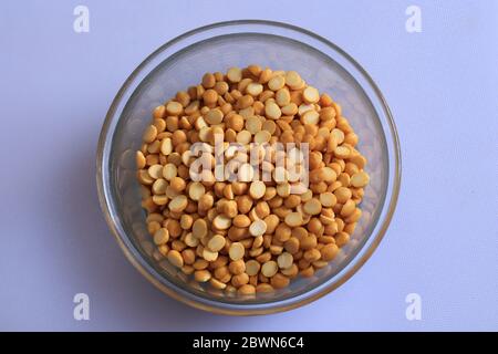 Yellow color split raw Chana dal or chickpeas lentils Stock Photo - Alamy