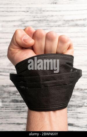 Power, fist and protest against racism, solidarity and support equality ...