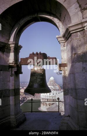 Bells on top of the leaning tower of Pisa, Italy Stock Photo - Alamy
