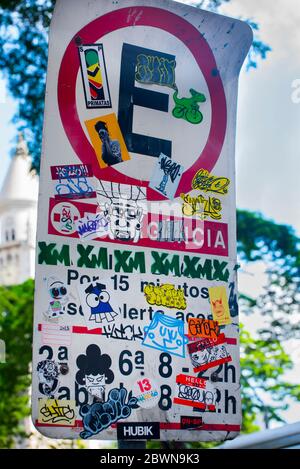 vandalised traffic sign Stock Photo - Alamy