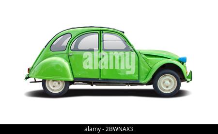 Citroen 2CV classic car side view isolated on white background Stock ...