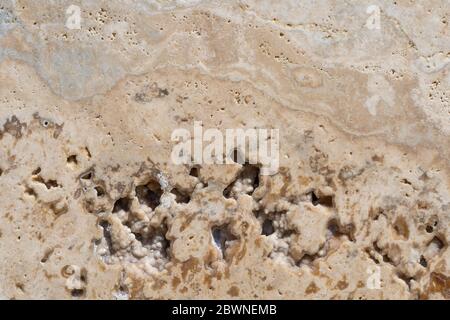 slab of natural travertine which is a form of limestone deposited by ...