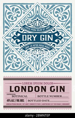 Vintage Gin label. Vector layered Stock Vector Image & Art - Alamy