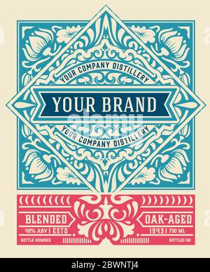 Vintage Gin label. Vector layered Stock Vector Image & Art - Alamy