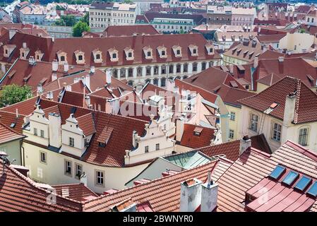 Red roofs of Praha. Aeriel photo of the city. Panorama picture Stock ...