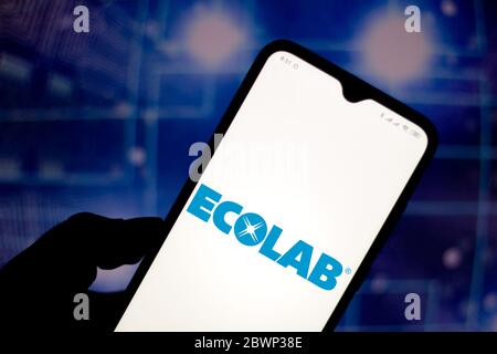 In this photo illustration, Ecolab Inc. logo seen displayed on a ...
