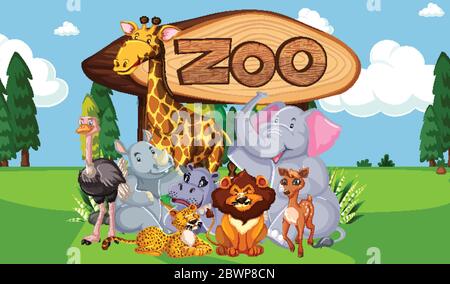 Group of animals with zoo sign Stock Vector Image & Art - Alamy