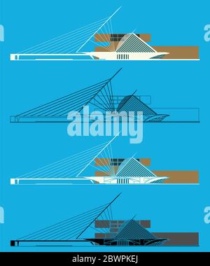 Outline Milwaukee Wisconsin City Skyline with Modern Buildings Isolated ...