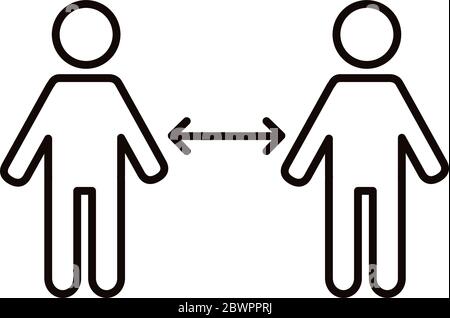 figures humans with arrows social distance line style Stock Vector ...