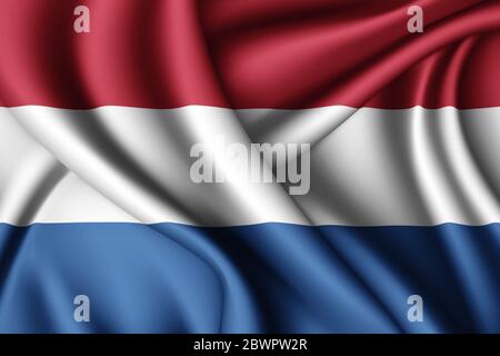 The Netherlands 3D waving flag illustration on winner podium with three ...