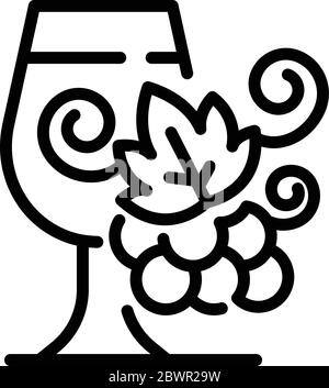 Butler wine glass icon. Outline butler wine glass vector icon color ...