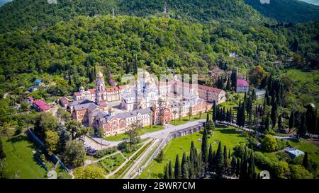New Athos monastery at summer season aerial view Stock Photo - Alamy