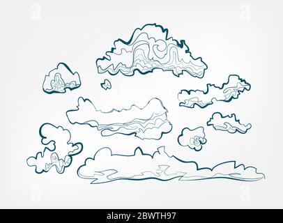 Clouds one line art cartoon. vector illustration. Cloud line icon Stock ...