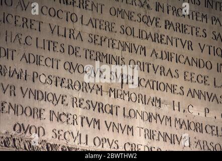 A Latin Inscription At The Base Of The Monument To The Great Fire of ...