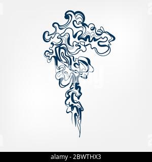 smoke line art sketch outline isolated design element cosmetics Stock ...
