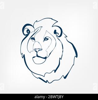 Lion one line continuous line art drawing vector illustration Stock ...