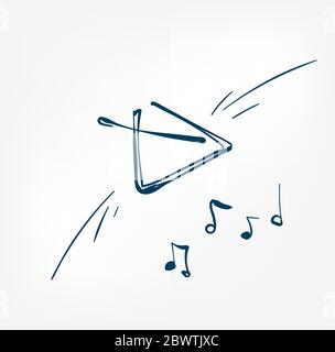 Doodle musical triangle. Vector sketch illustration of musical ...