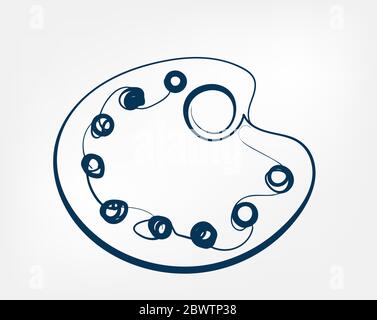 Palette. One line drawing. Vector palette in line style Stock Vector ...