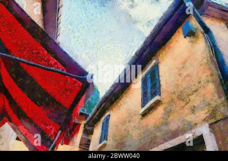 Italian style Colorful Italian style architecture Illustrations creates ...