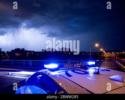 Police car lights close up. A policemen on the background Stock Photo ...