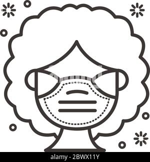 woman using face mask line style icon vector illustration design Stock ...