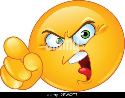 Angry emoticon pointing an accusing finger Stock Vector Image & Art - Alamy