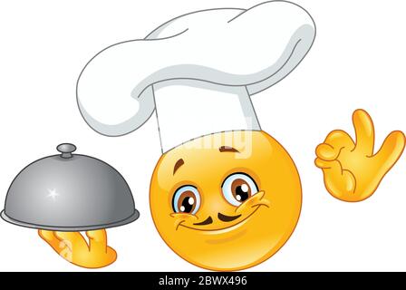 Smiley Face yellow Chef. Happy smiley emoji vector yellow. Vector happy ...