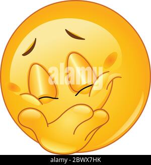Cartoon Emoticon Face Icon Hiding Behind Hands Stock Vector Image & Art ...