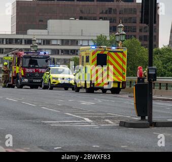 Emergency services and the London Fire Brigade are on the scene as an ...