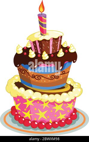 Big cartoon birthday cake Stock Vector Image & Art - Alamy