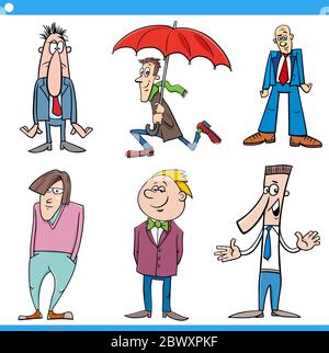 Cartoon illustration of funny men characters big collection Stock ...