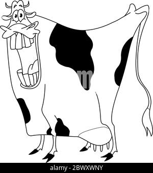 Coloring page with cute cartoon cow. Color by numbers. Math game for ...