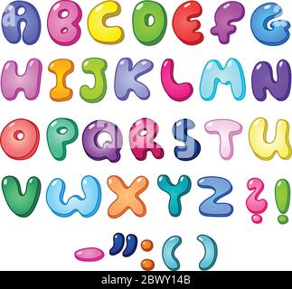 3d Font Letter Balloon Alphabet ABC Text Bubble Typography For Birthday ...