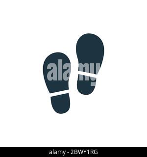 Footstep black silhouette, bootprint isolated on white background. Grunge track, symbol cartoon ...